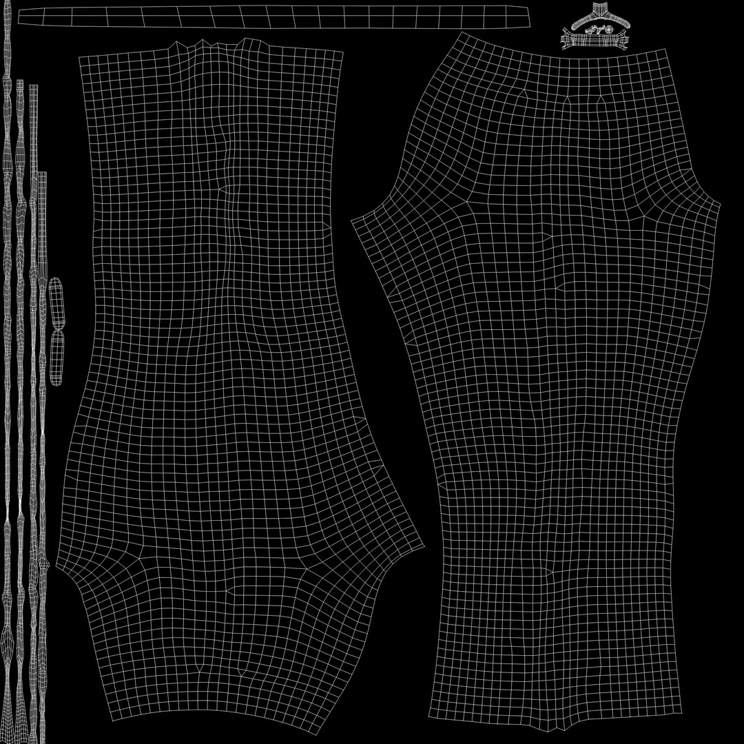 Decorated Pants Top Hat Gloves Punk Outfit 3D Model - TurboSquid 1962632