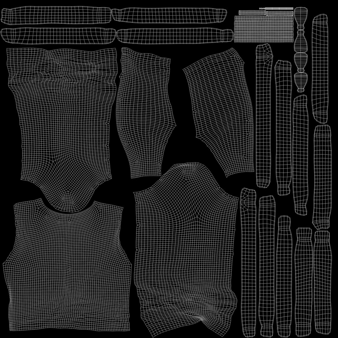 Decorated Pants Top Hat Gloves Punk Outfit 3D Model - TurboSquid 1962632