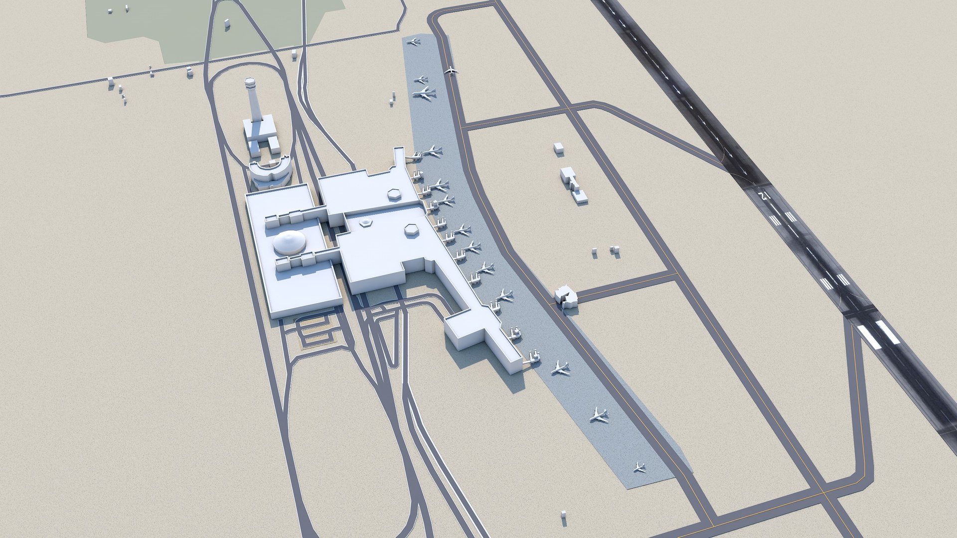 3D Dammam King Fahd Airport Model - TurboSquid 2051784