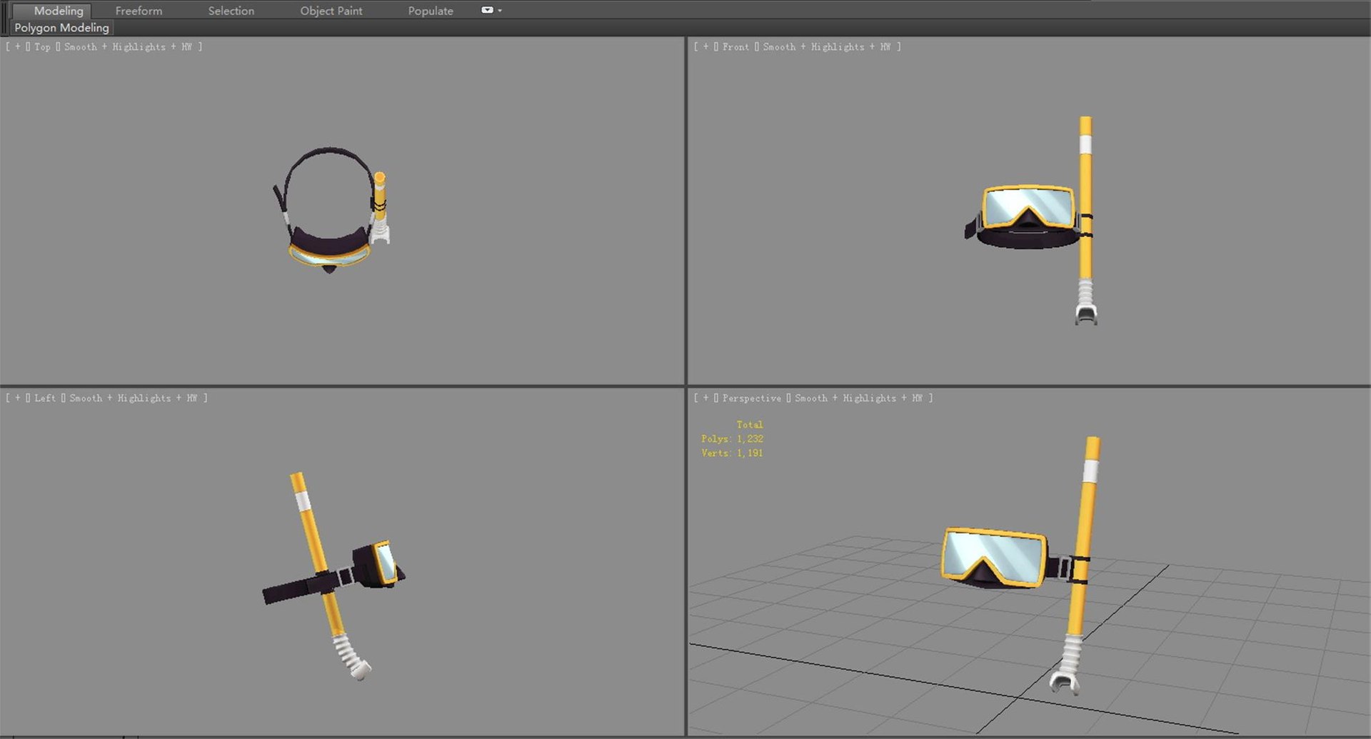 3D Cartoon diving goggles - yellow model - TurboSquid 2105967