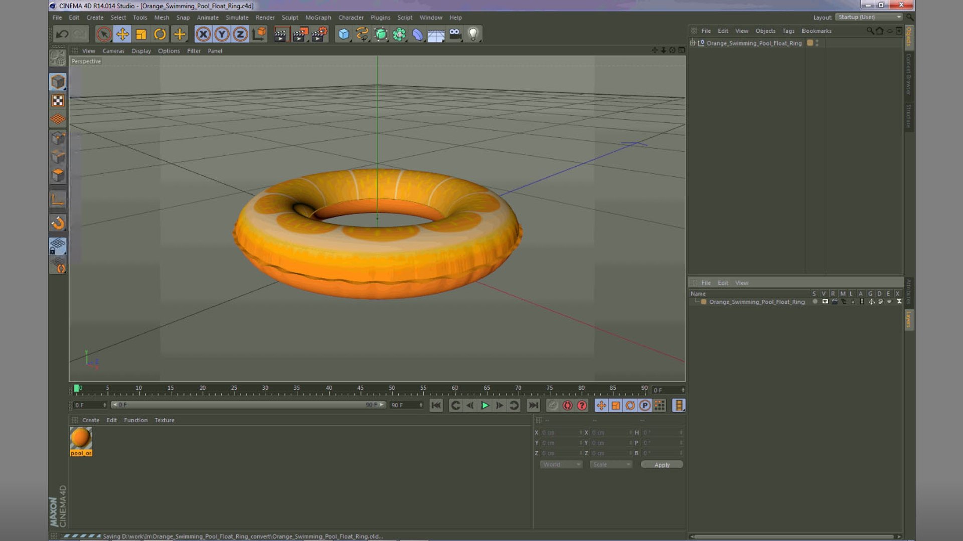 3D orange swimming pool float model - TurboSquid 1485116