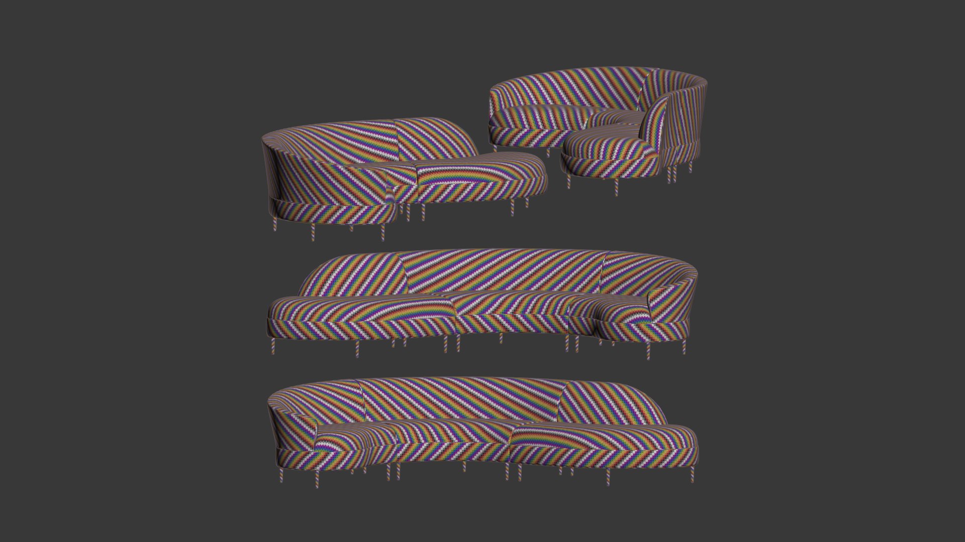 3D Grace Serpentine Sectional Model - TurboSquid 1690360