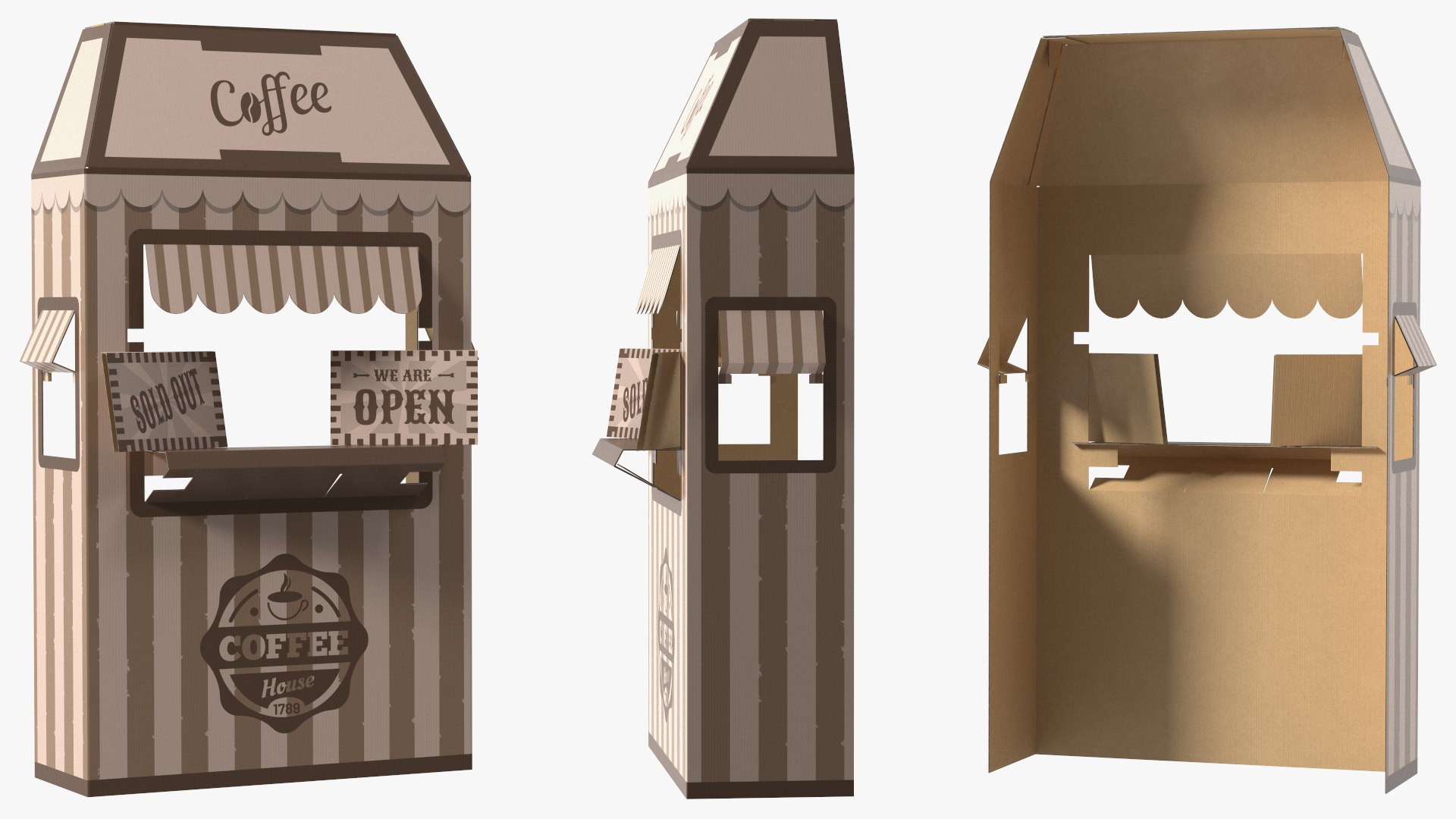 Coffee Booth Cardboard Stand Model - TurboSquid 1816337