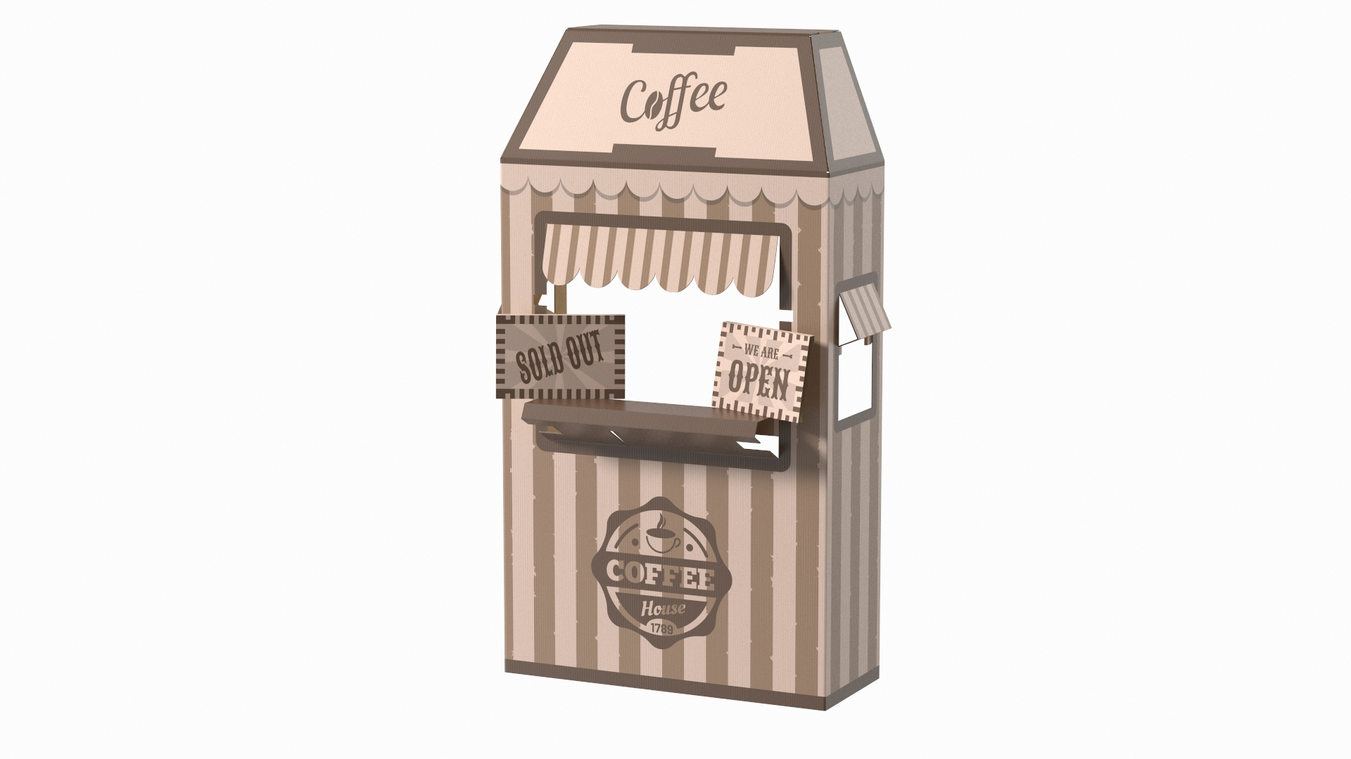 Coffee Booth Cardboard Stand Model - TurboSquid 1816337
