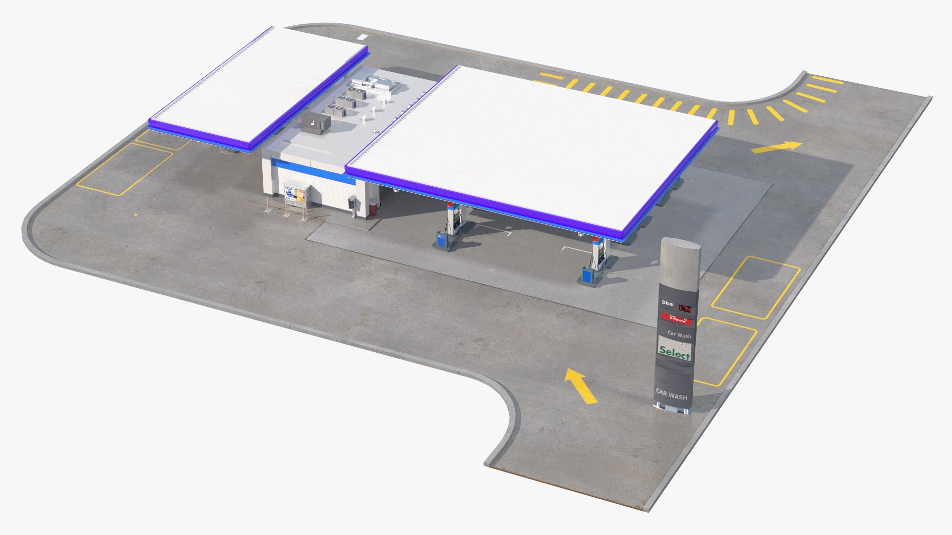 3D Large Gas Station Blue - TurboSquid 2117264