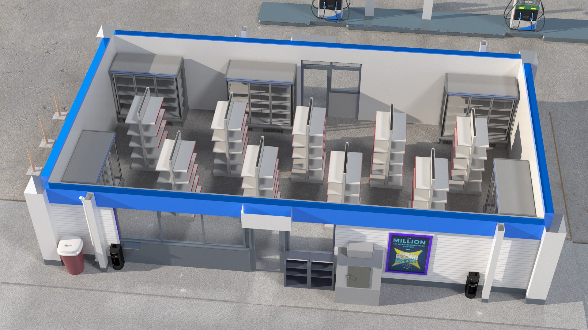 3D Large Gas Station Blue - TurboSquid 2117264