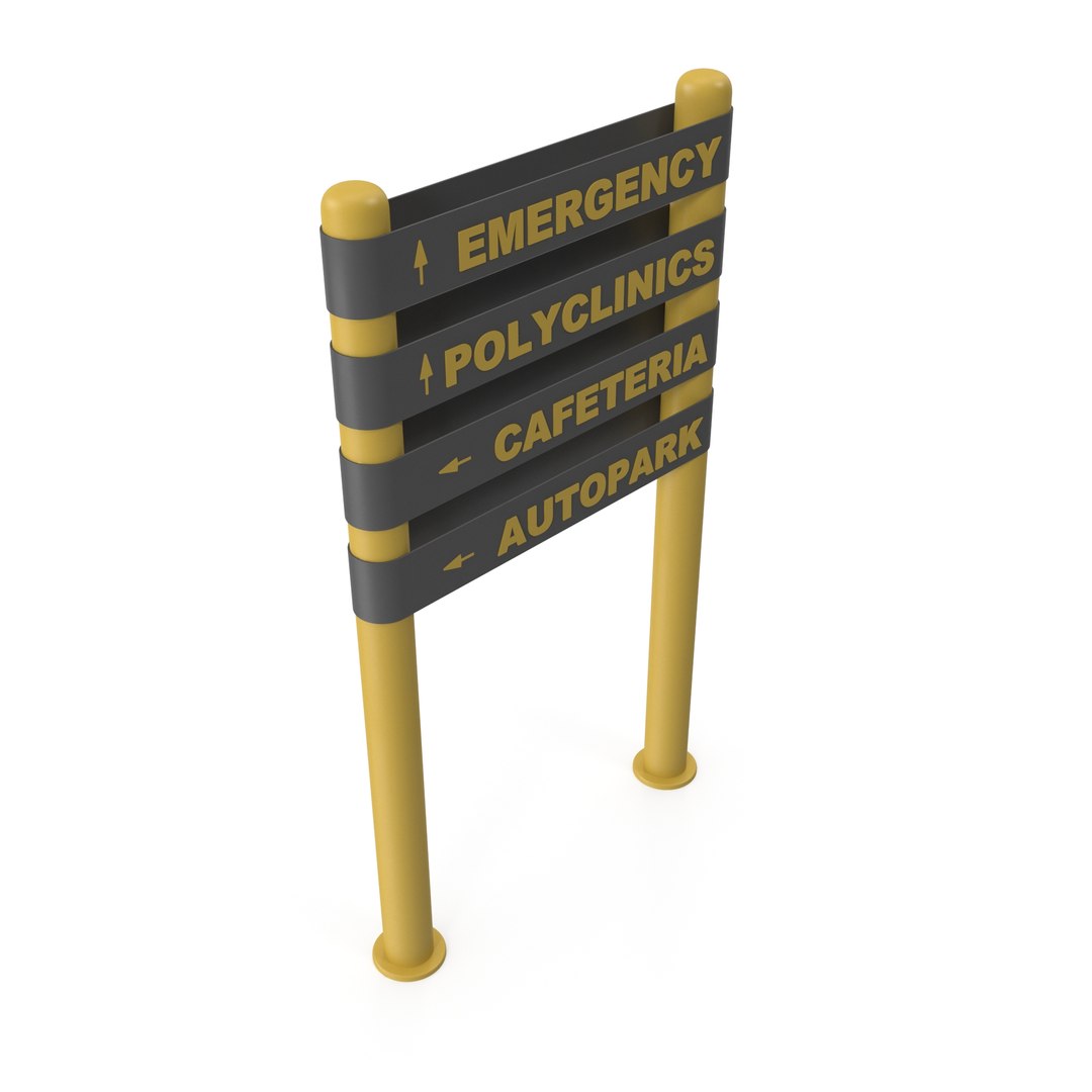 Double-sided Four-section Metal Directional Sign Ground-mounted 3D ...