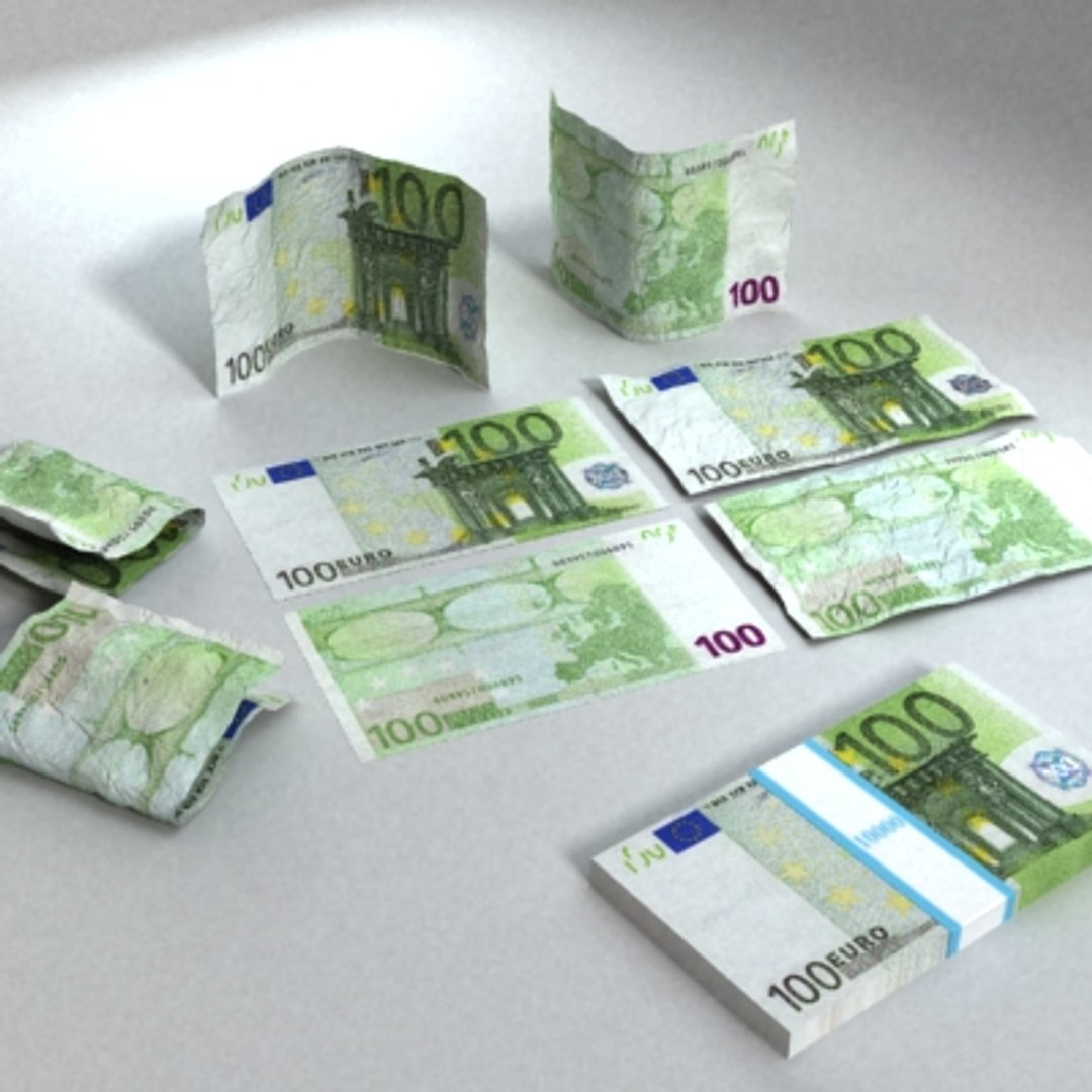 3d 100 Euros Banknote