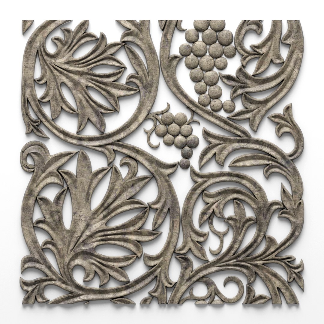 3d model of ornament bas relief grapes