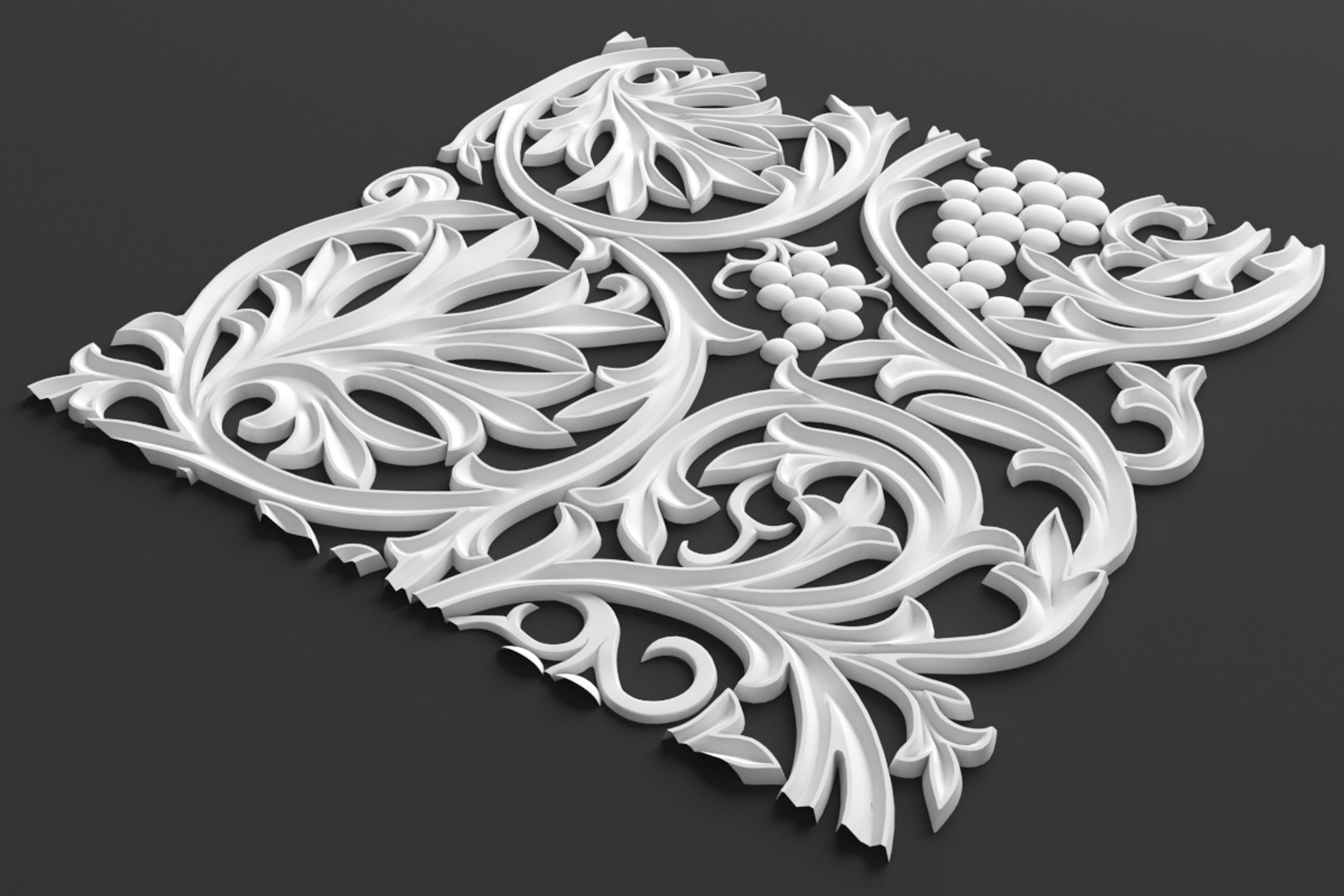 3d Model Of Ornament Bas Relief Grapes
