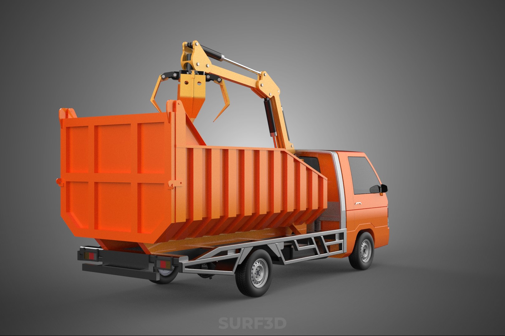 DUMP TRUCK GRAPPLE CAR PICK UP SCRAP GARBAGE GRABBER CRANE LIFT 3D ...
