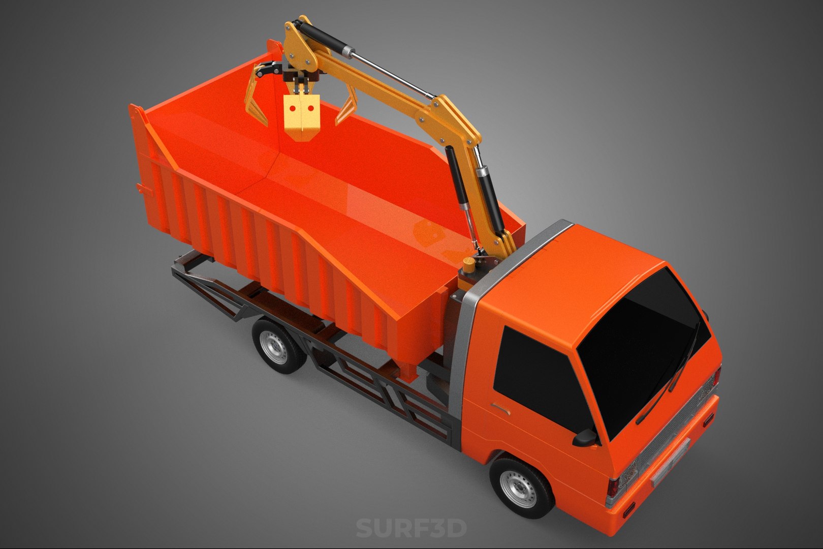 DUMP TRUCK GRAPPLE CAR PICK UP SCRAP GARBAGE GRABBER CRANE LIFT 3D ...