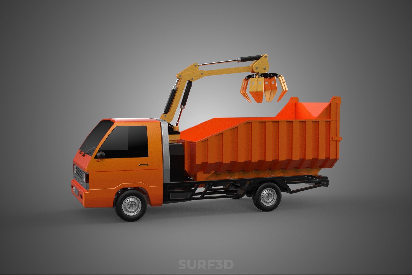 DUMP TRUCK GRAPPLE CAR PICK UP SCRAP GARBAGE GRABBER CRANE LIFT 3D ...