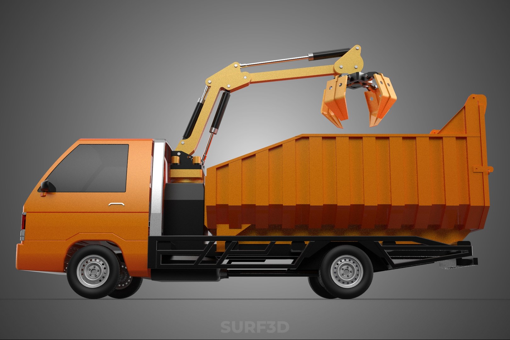 DUMP TRUCK GRAPPLE CAR PICK UP SCRAP GARBAGE GRABBER CRANE LIFT 3D ...