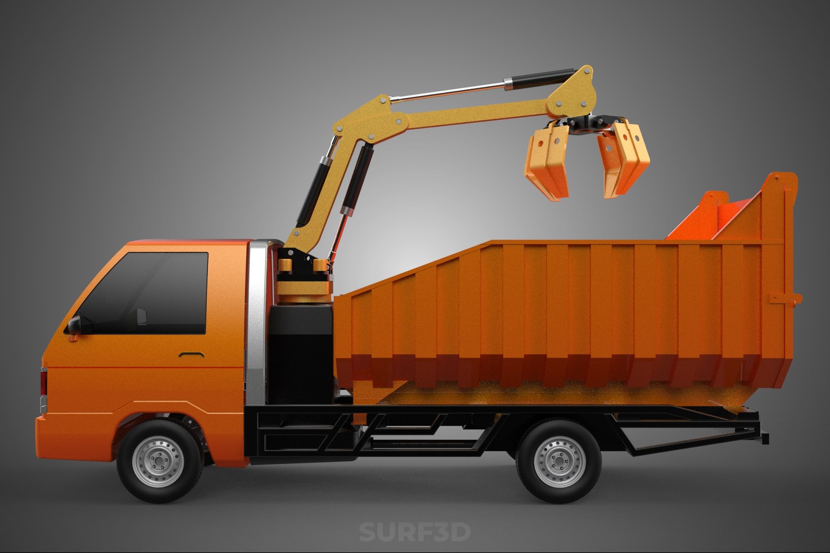 DUMP TRUCK GRAPPLE CAR PICK UP SCRAP GARBAGE GRABBER CRANE LIFT 3D ...