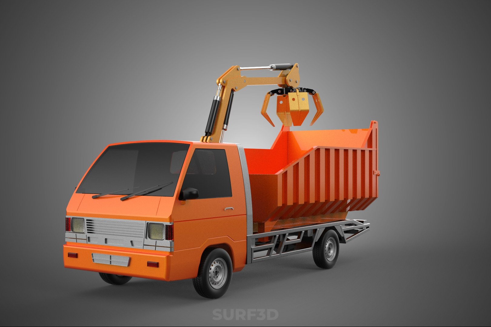 DUMP TRUCK GRAPPLE CAR PICK UP SCRAP GARBAGE GRABBER CRANE LIFT 3D ...