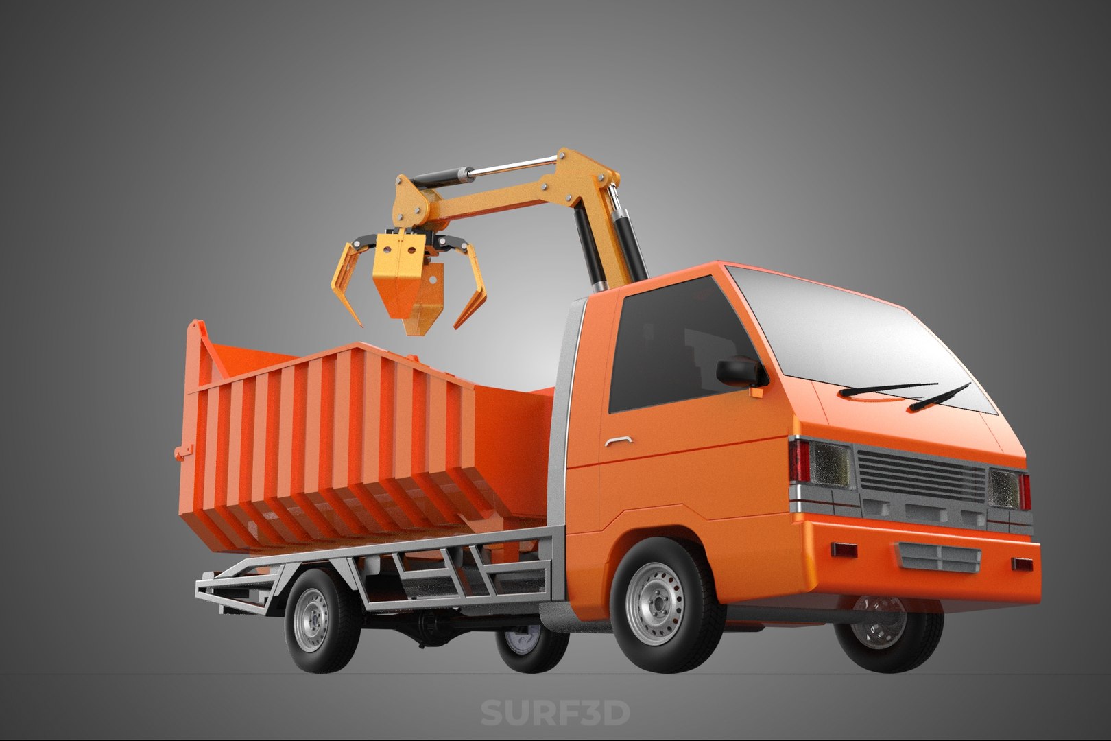 DUMP TRUCK GRAPPLE CAR PICK UP SCRAP GARBAGE GRABBER CRANE LIFT 3D ...