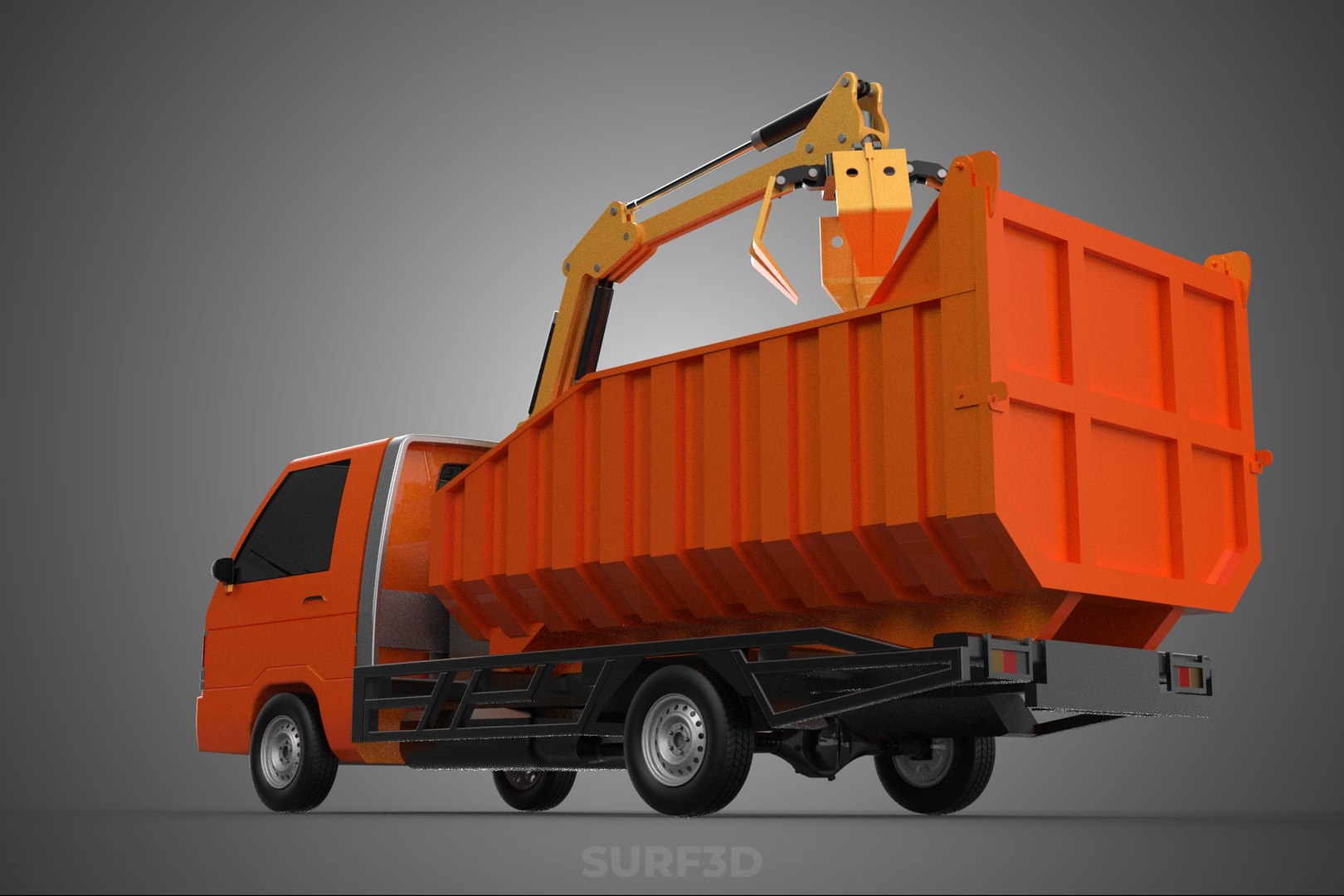 DUMP TRUCK GRAPPLE CAR PICK UP SCRAP GARBAGE GRABBER CRANE LIFT 3D ...