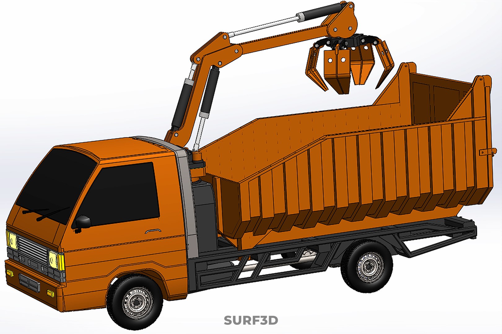 DUMP TRUCK GRAPPLE CAR PICK UP SCRAP GARBAGE GRABBER CRANE LIFT 3D ...
