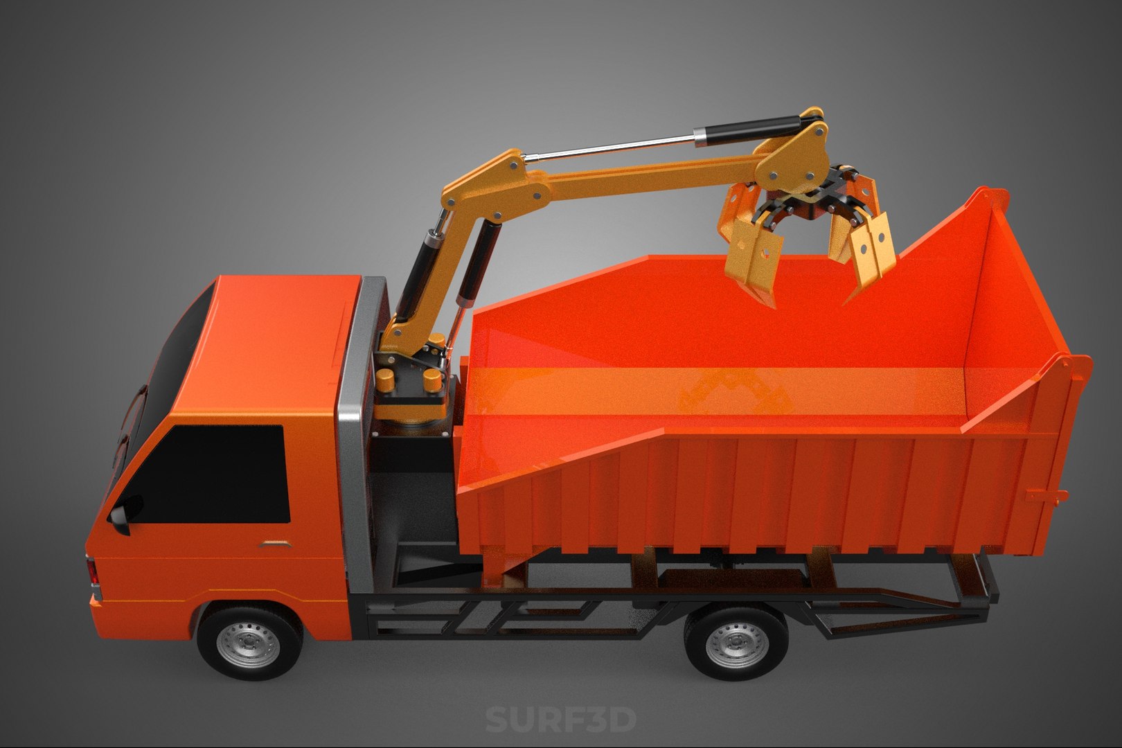 DUMP TRUCK GRAPPLE CAR PICK UP SCRAP GARBAGE GRABBER CRANE LIFT 3D ...