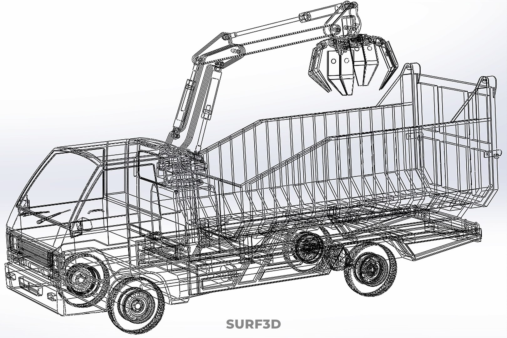 DUMP TRUCK GRAPPLE CAR PICK UP SCRAP GARBAGE GRABBER CRANE LIFT 3D ...