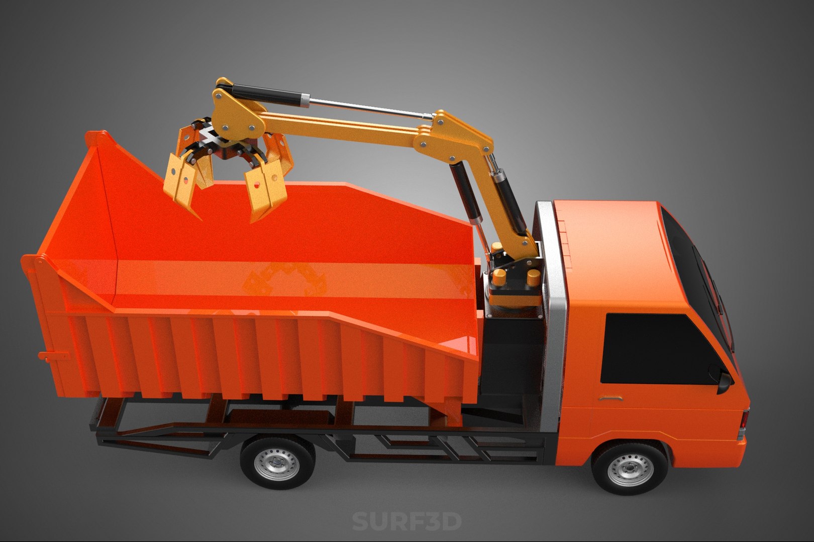 DUMP TRUCK GRAPPLE CAR PICK UP SCRAP GARBAGE GRABBER CRANE LIFT 3D ...