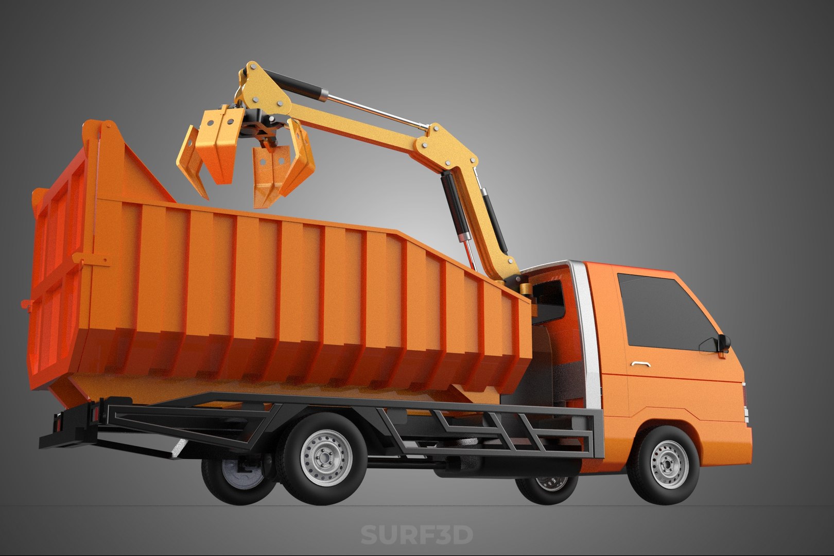 DUMP TRUCK GRAPPLE CAR PICK UP SCRAP GARBAGE GRABBER CRANE LIFT 3D ...