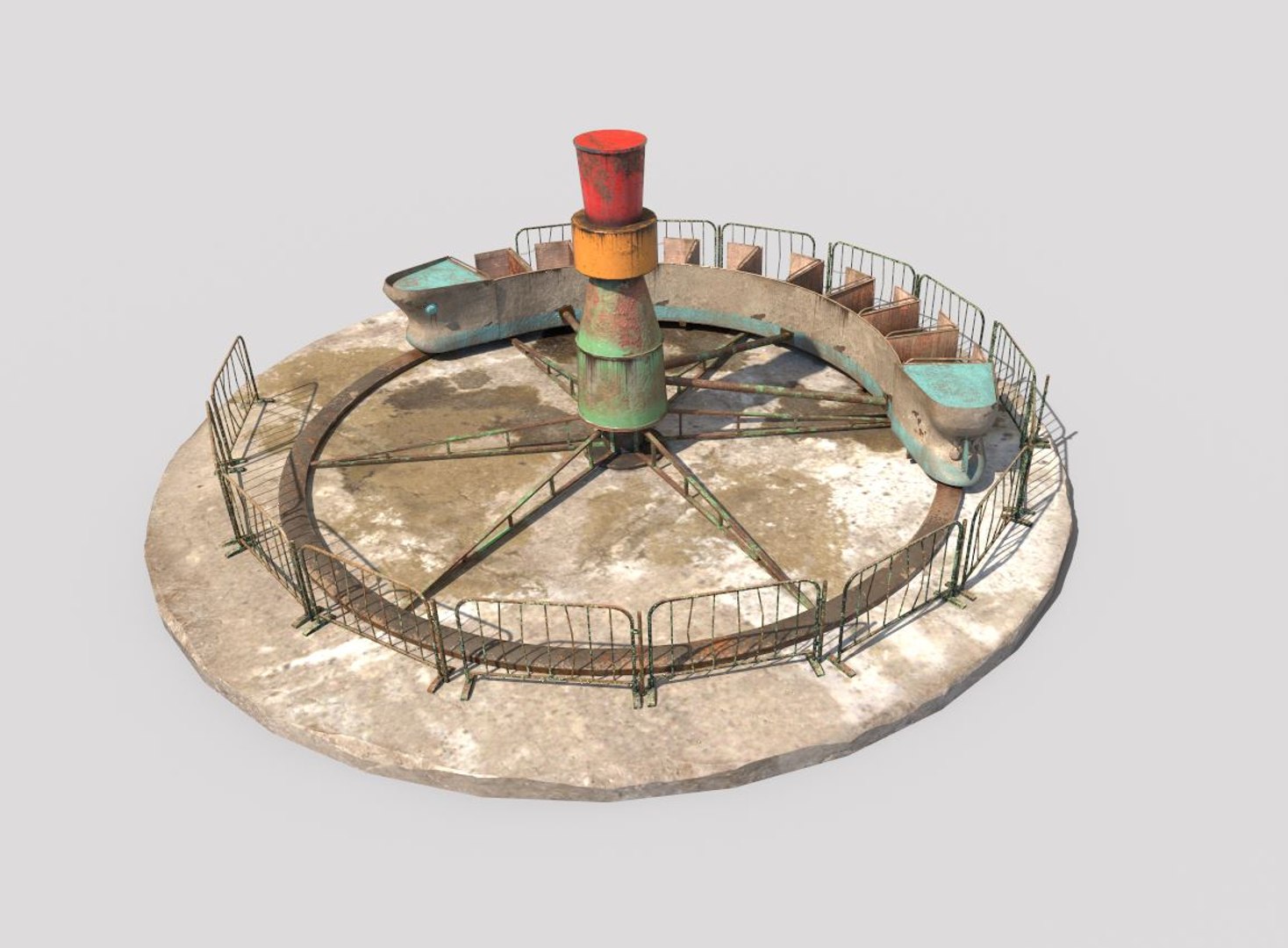 3D Ship Carousel In Abandoned Amusement Park - TurboSquid 1801656