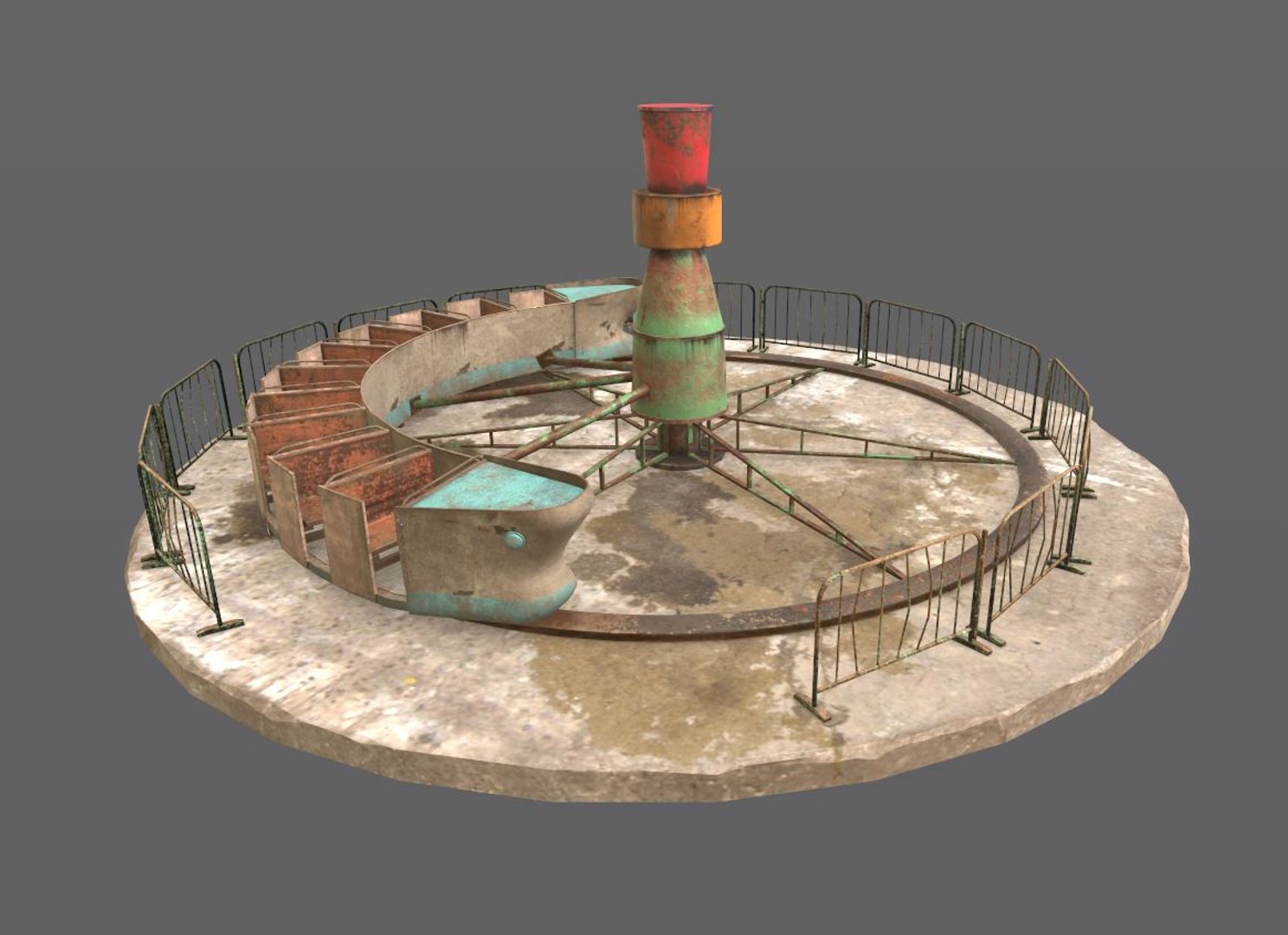 3D Ship Carousel In Abandoned Amusement Park - TurboSquid 1801656