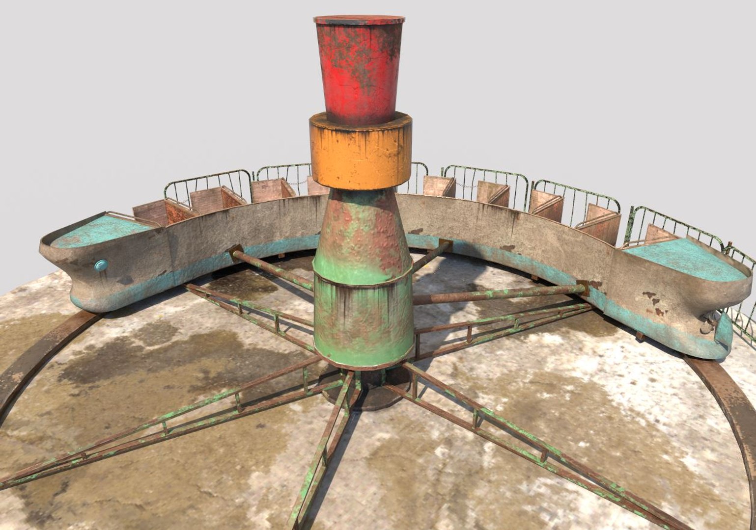3D Ship Carousel In Abandoned Amusement Park - TurboSquid 1801656