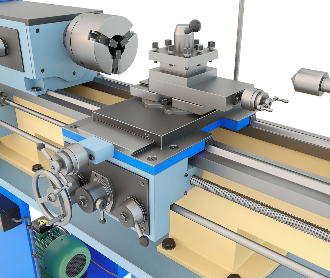 3D TV4 Lathe Machine - Industrial Machine Tool Blue - TurboSquid 1809524