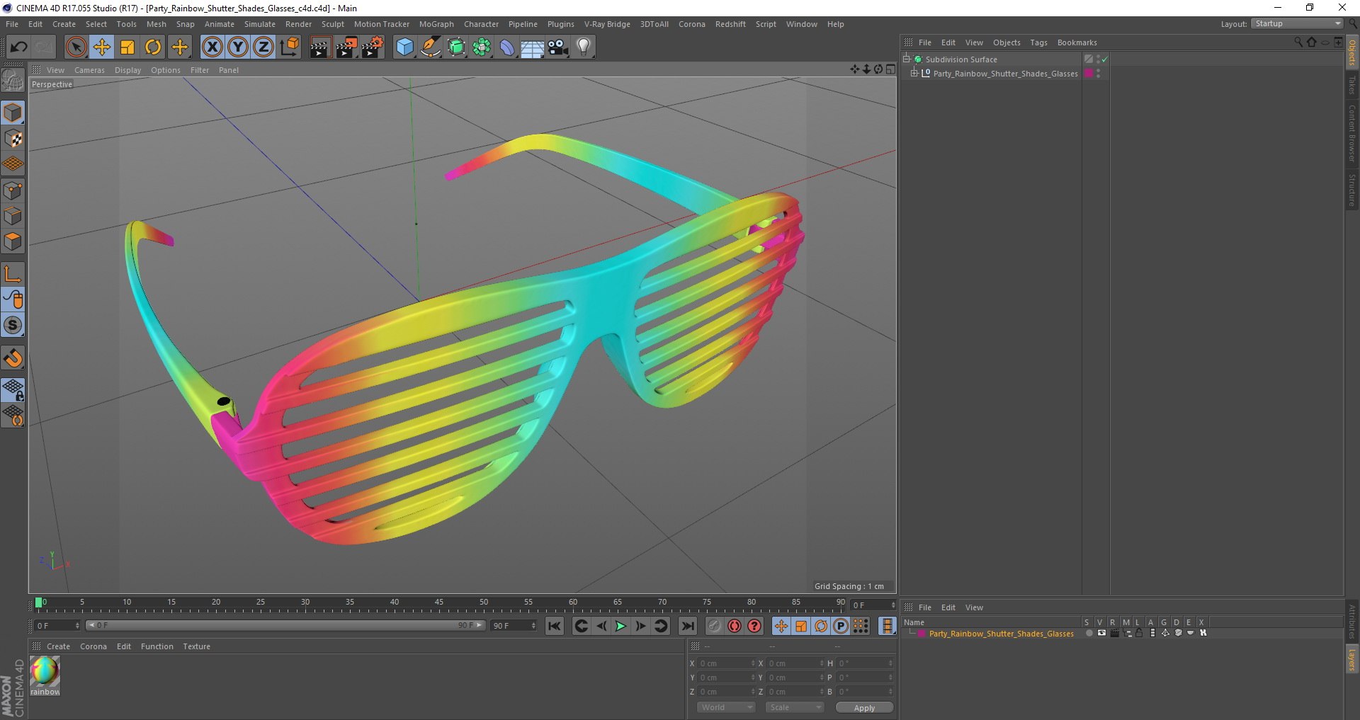 3D party rainbow shutter shades model - TurboSquid 1511500