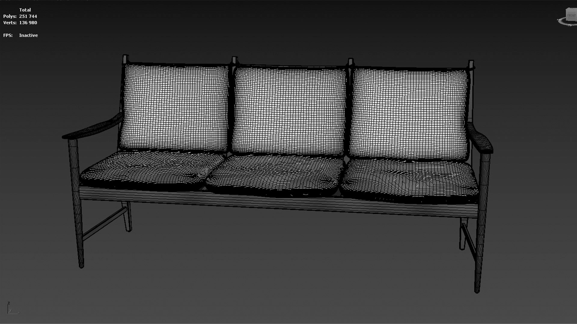 3D 3 - Seater Sofa Bench Model - TurboSquid 2055653