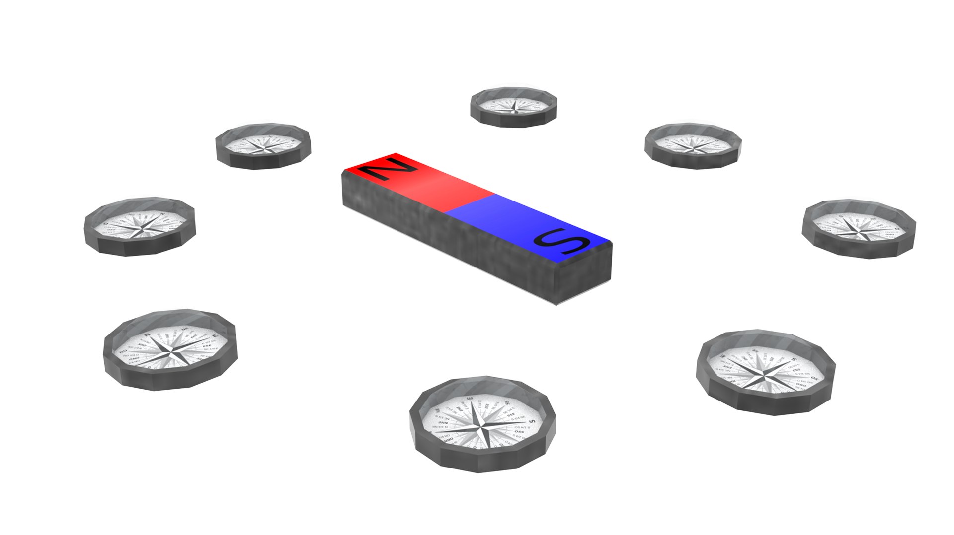 Magnet With Compass 3D Model - TurboSquid 2140415