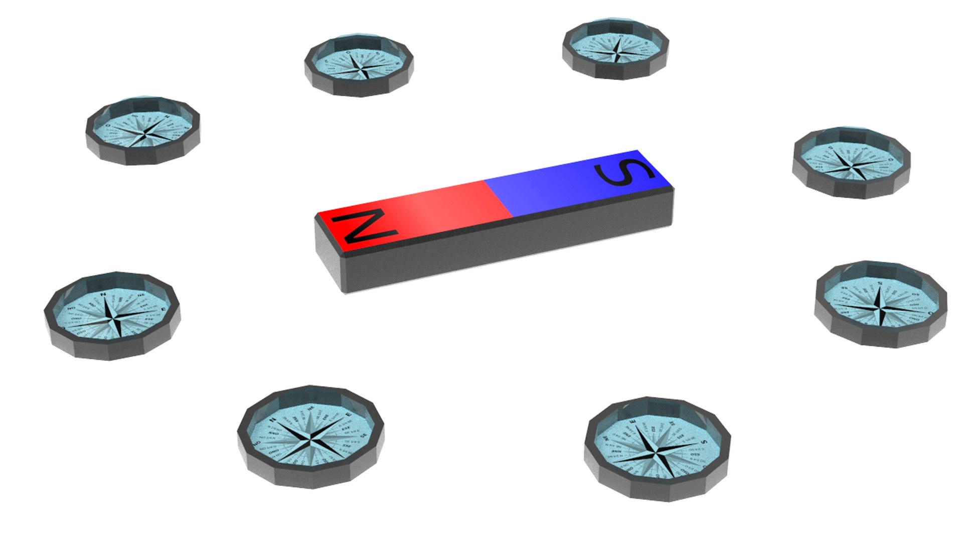 Magnet With Compass 3D Model - TurboSquid 2140415