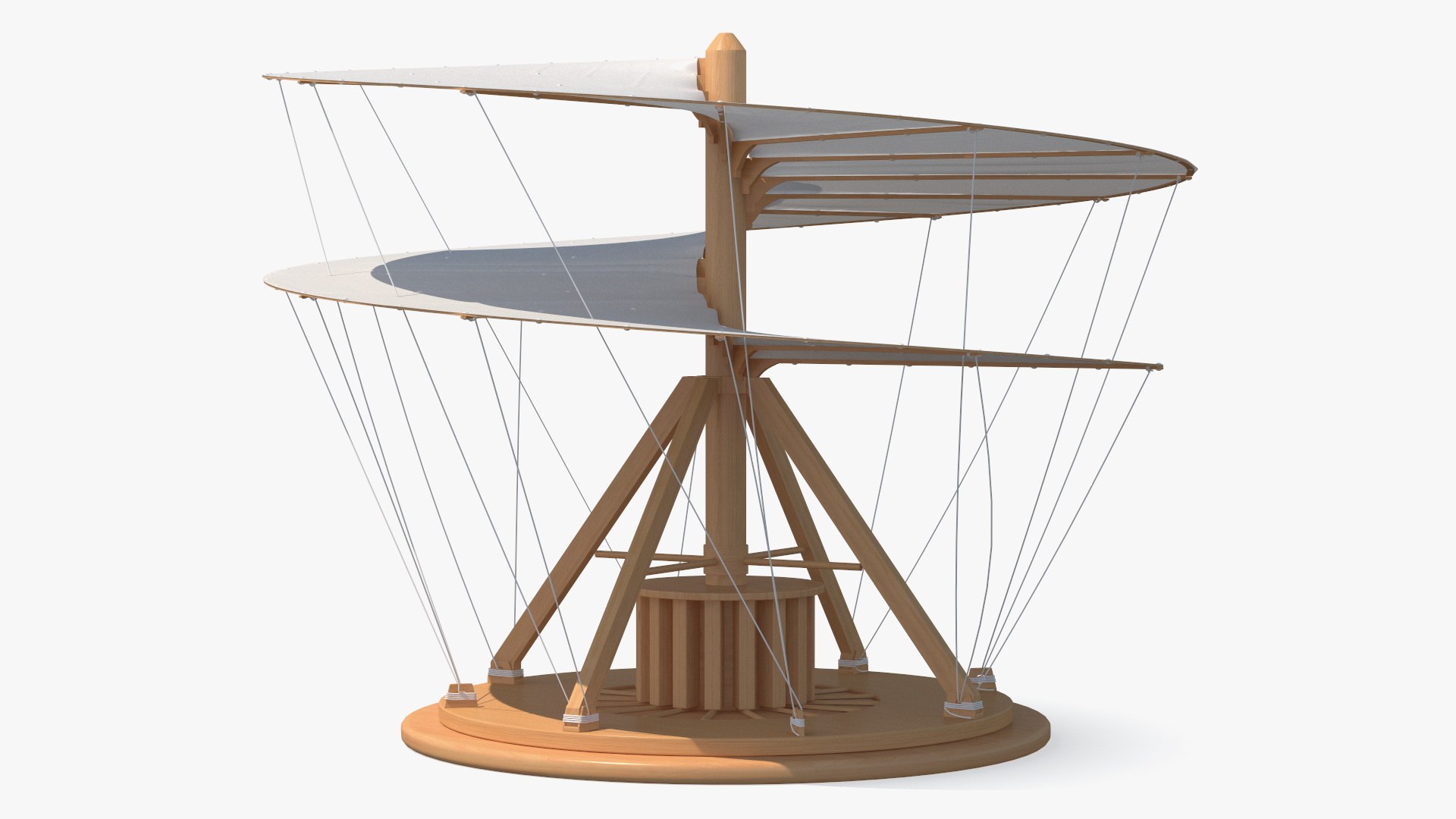 3D Leonardo Da Vinci Helicopter Wooden Concept Rigged Model ...