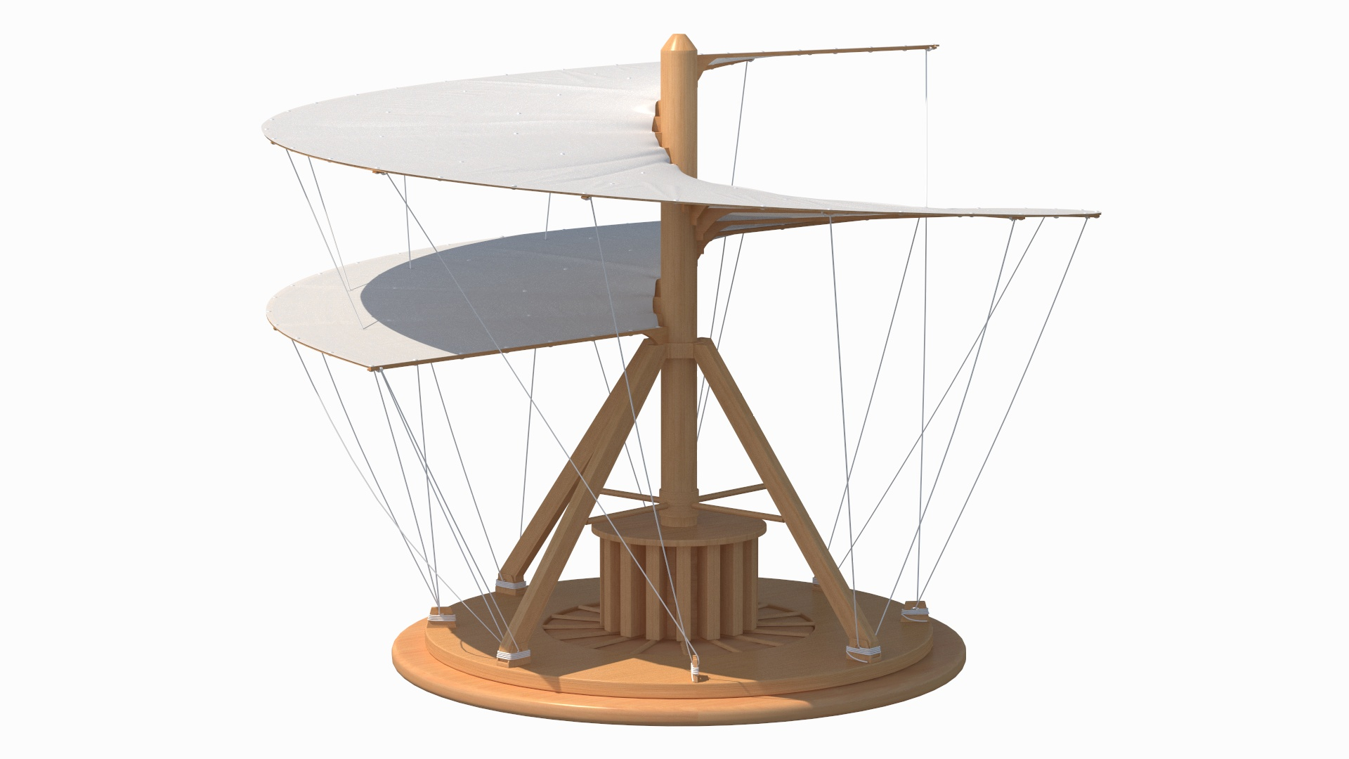 3D Leonardo Da Vinci Helicopter Wooden Concept Rigged Model ...