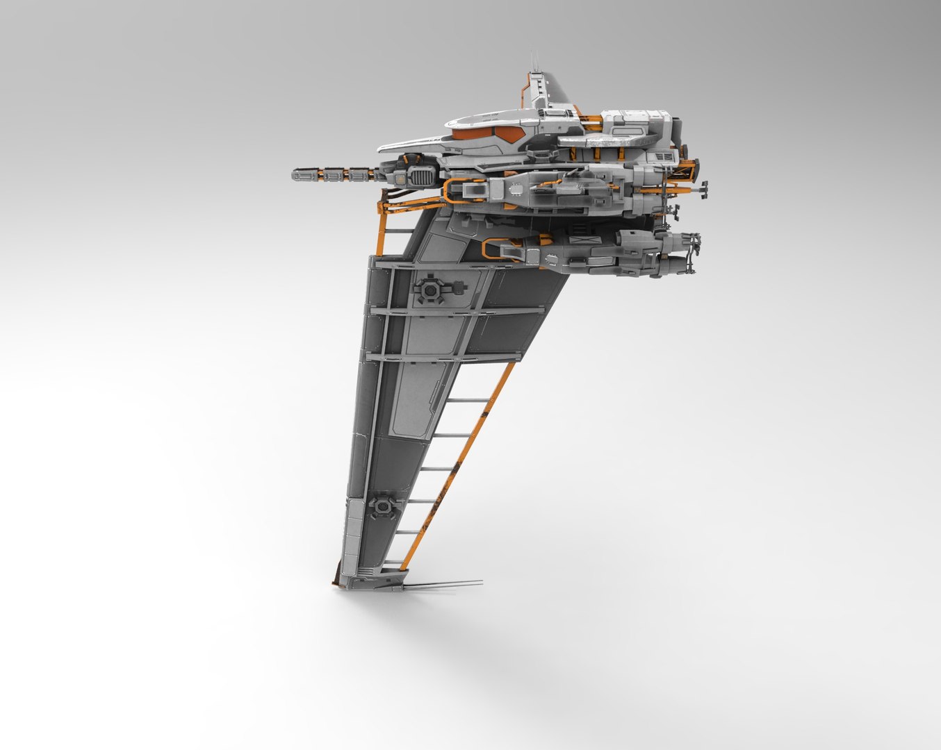 3d Spaceship Vertical Model