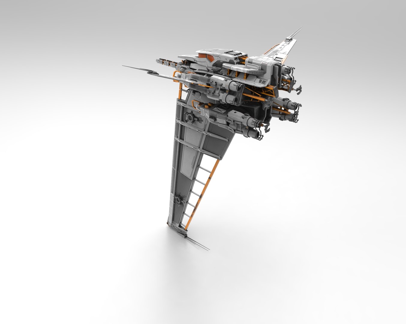 3d Spaceship Vertical Model