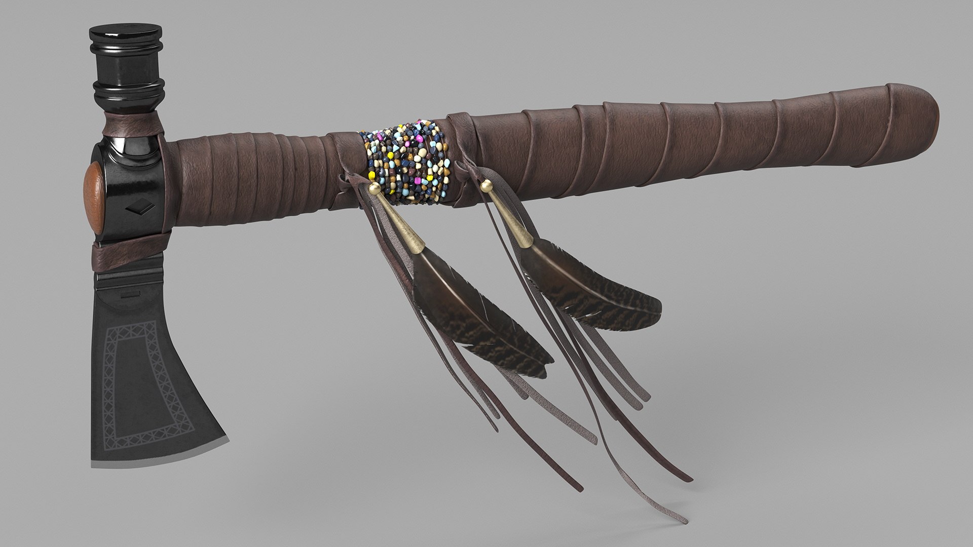 Tomahawk Weapon Dark Leather 3D model - TurboSquid 2100734