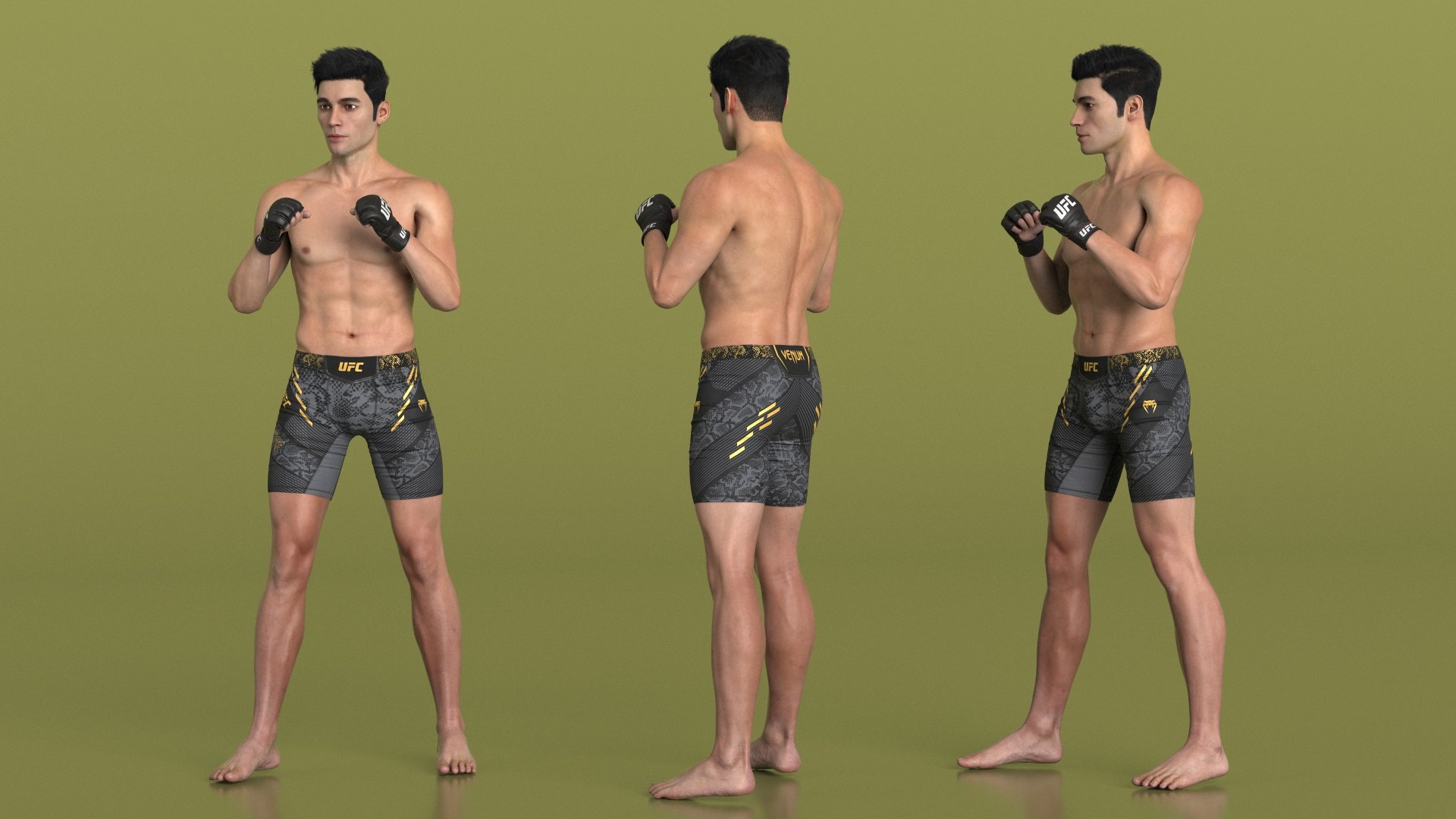 Fighter UFC MMA In Fighting Stance Fur 3D Model - TurboSquid 2334156