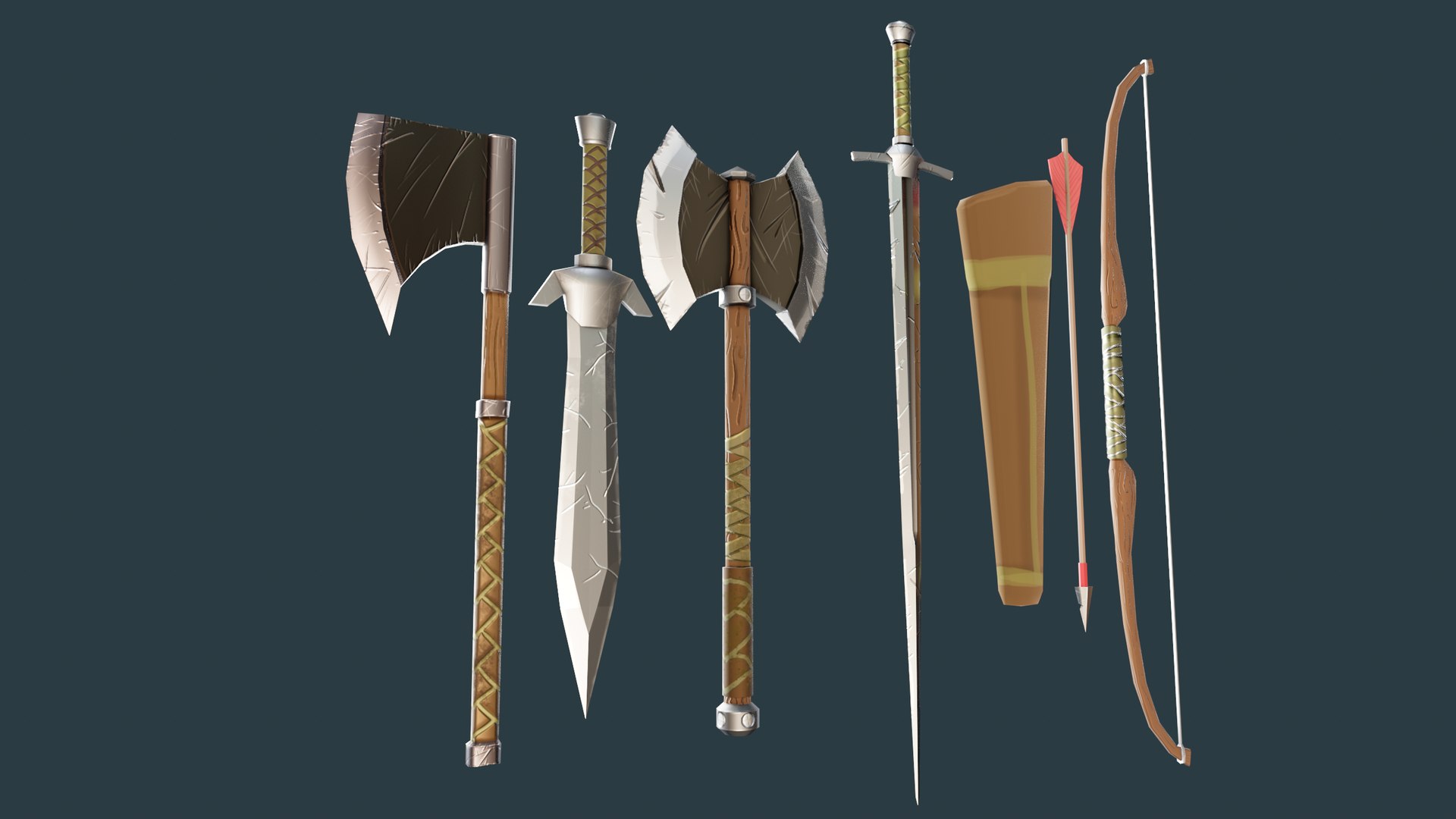 Stylized Fantasy Weapons Pack 3D Model - TurboSquid 2402168