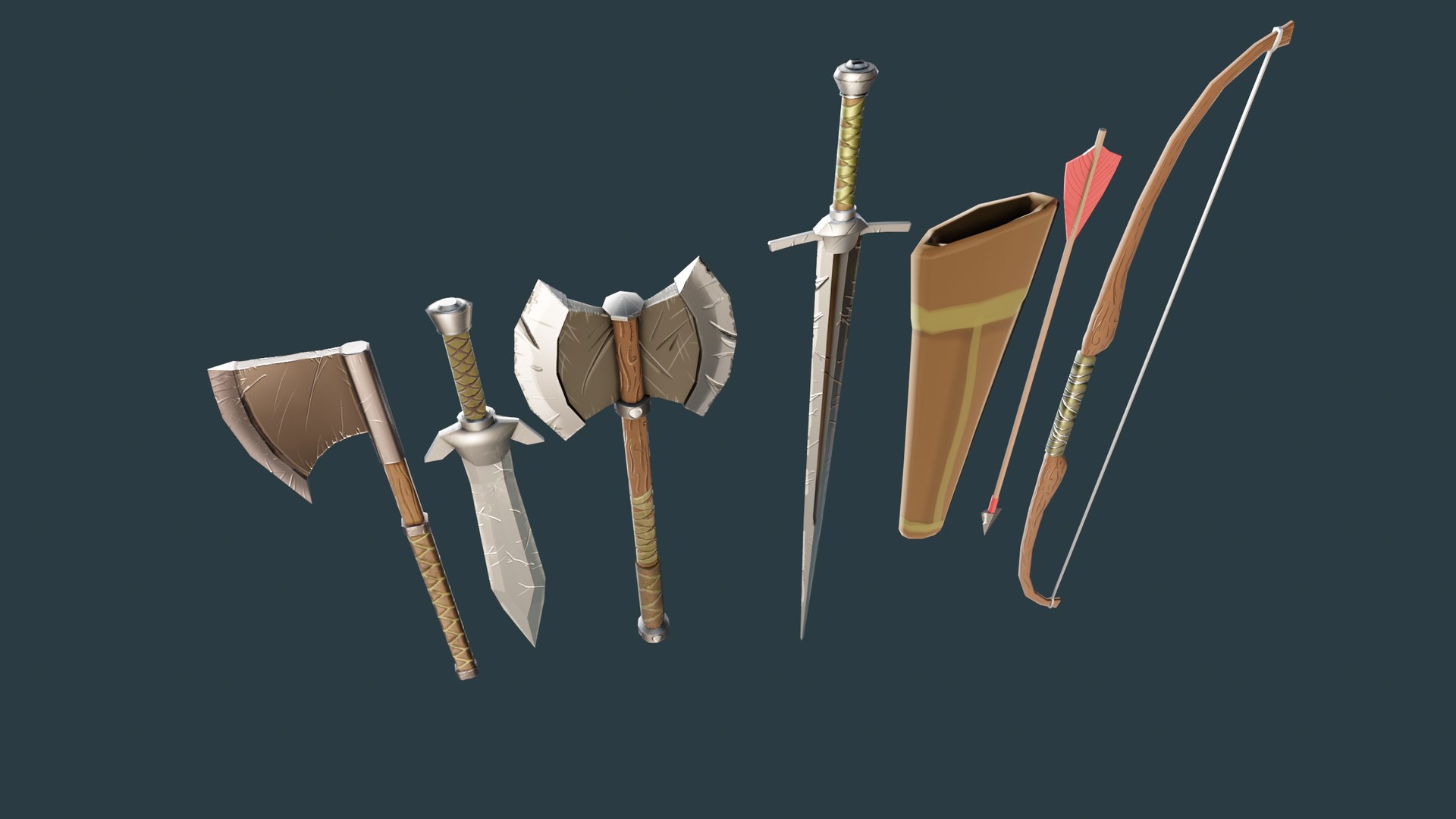 Stylized Fantasy Weapons Pack 3D Model - TurboSquid 2402168