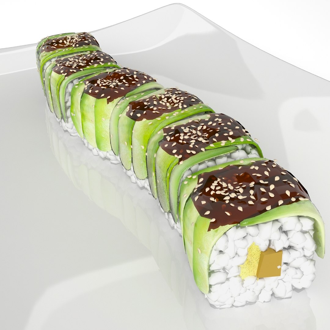 3d sushi green dragon