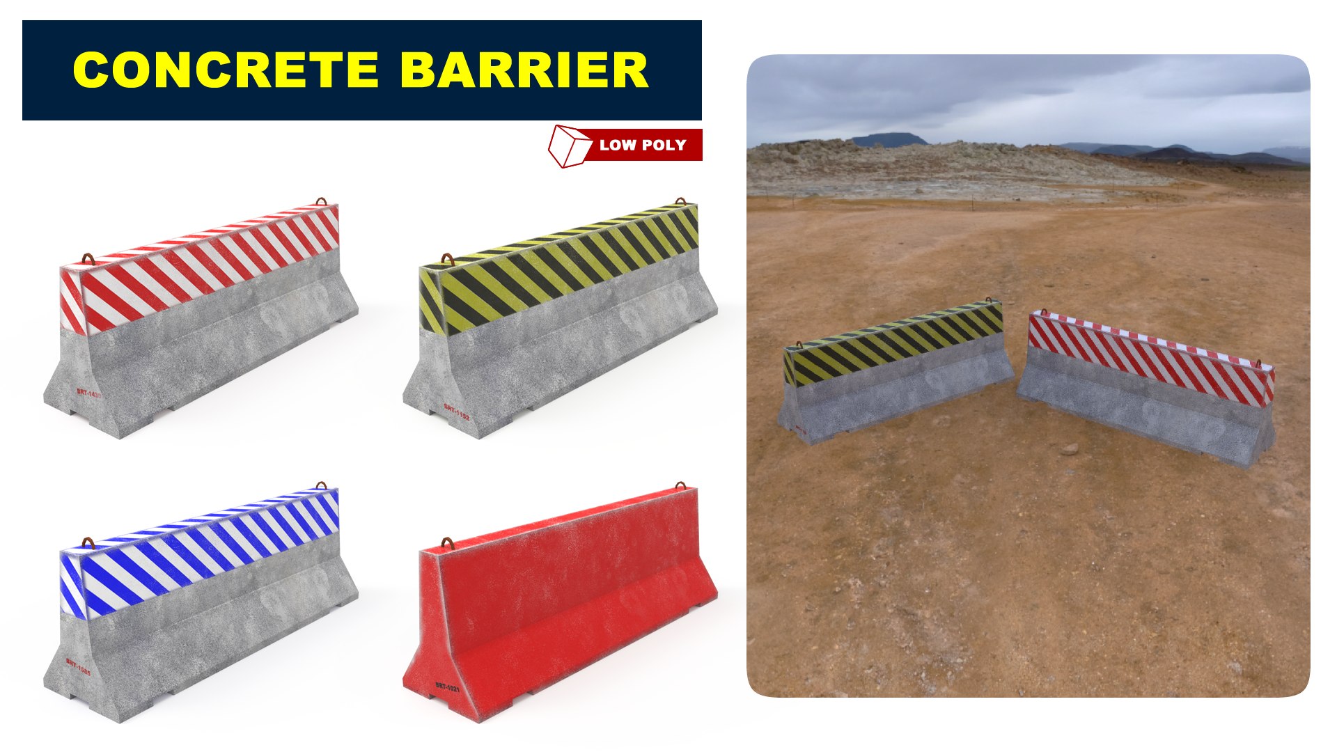 3D Concrete Barricade Model - TurboSquid 2122733