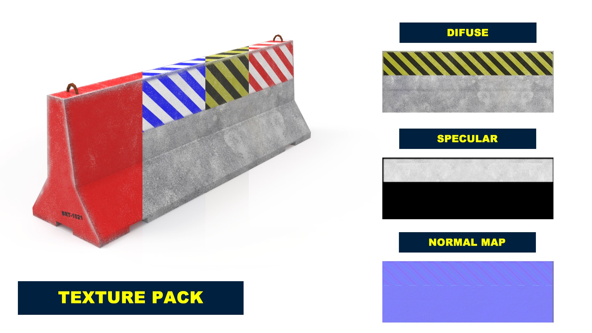 3D Concrete Barricade Model - TurboSquid 2122733