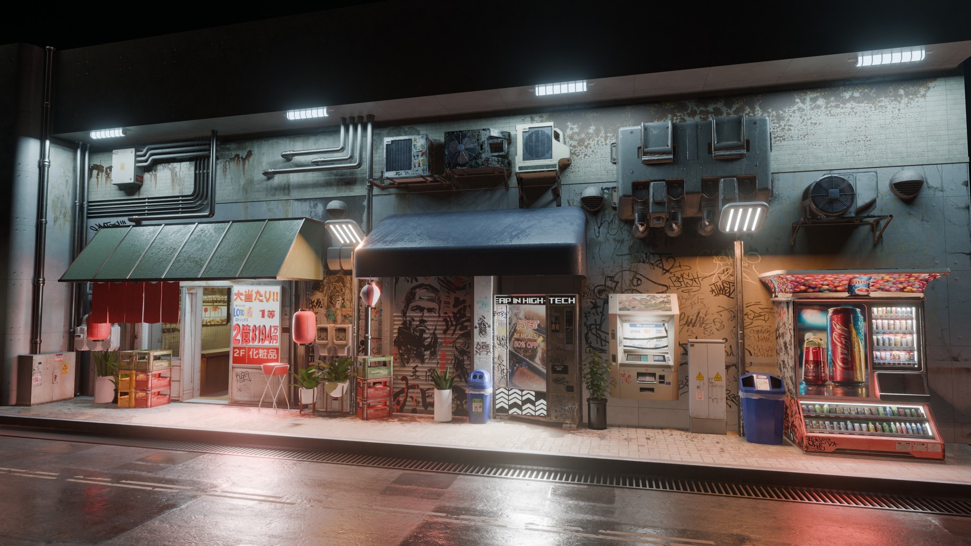 3D Model Cyberpunk Street And Vending Machine - TurboSquid 2258391