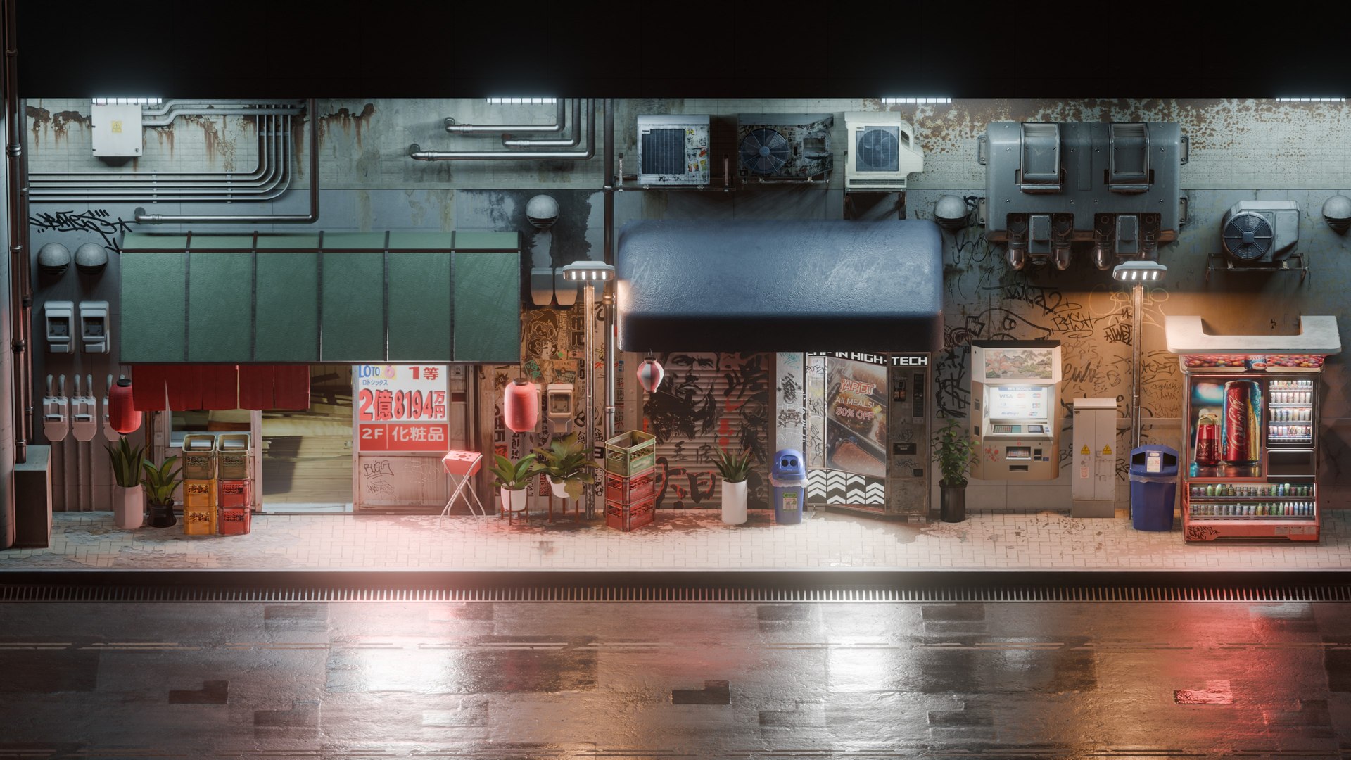 3D Model Cyberpunk Street And Vending Machine - TurboSquid 2258391
