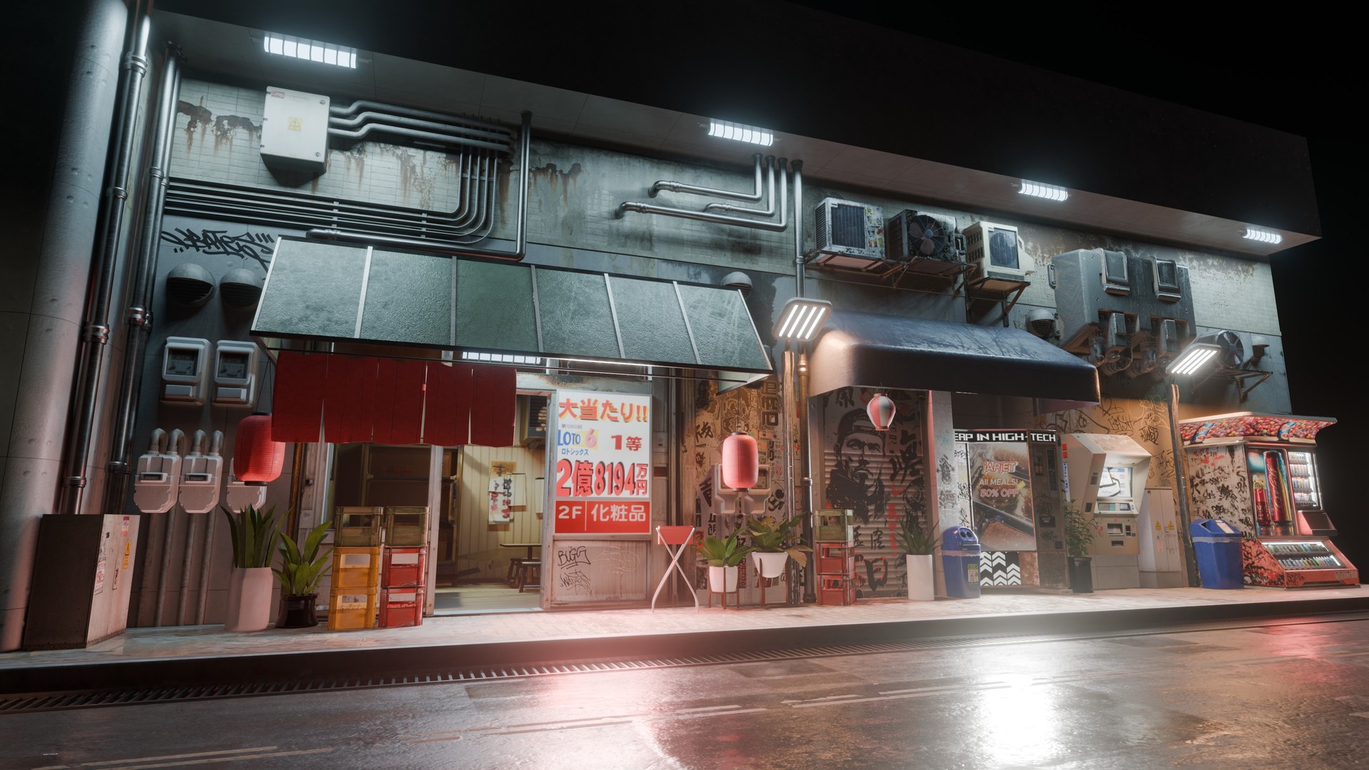 3D Model Cyberpunk Street And Vending Machine - TurboSquid 2258391