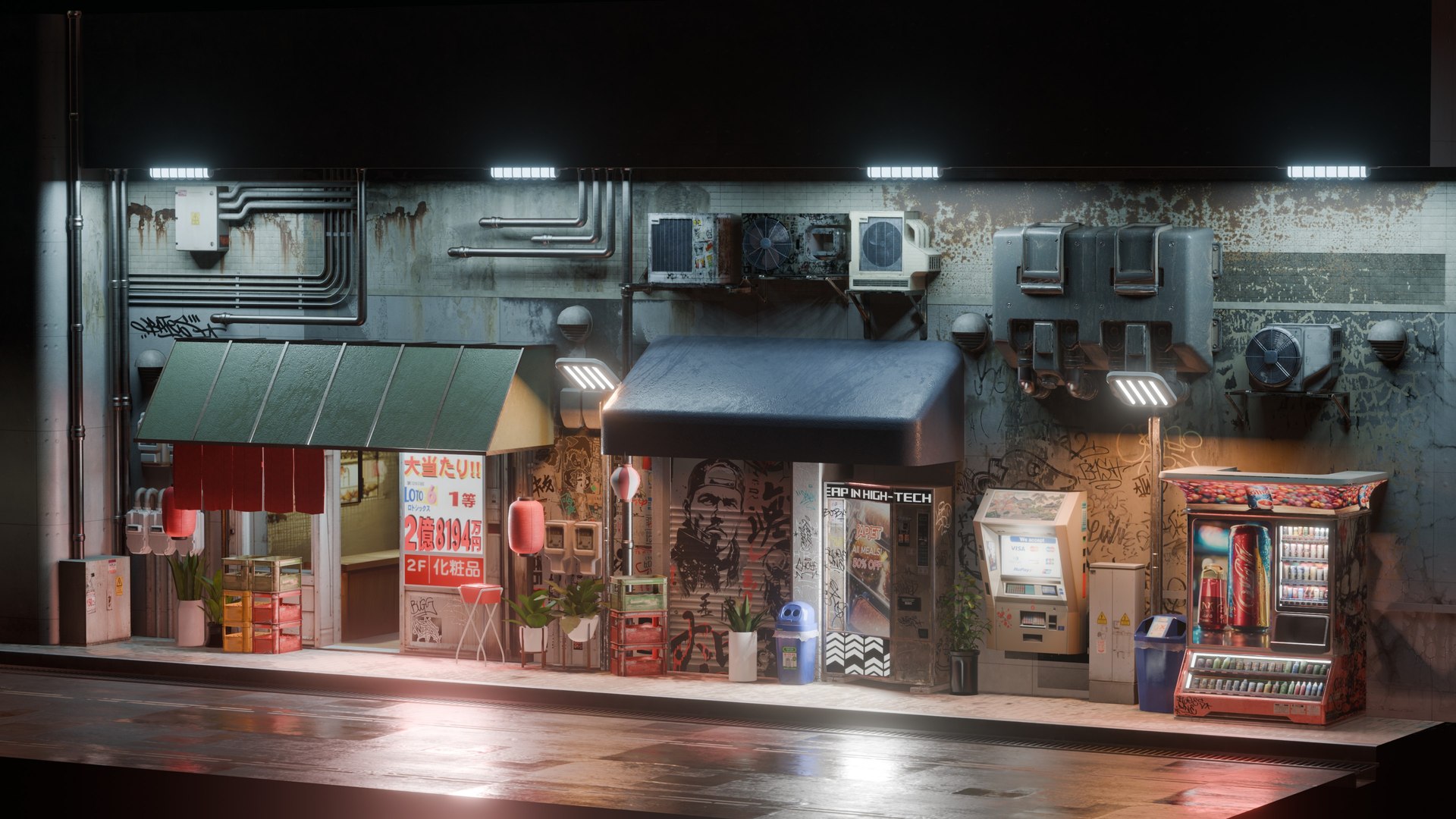 3D Model Cyberpunk Street And Vending Machine - TurboSquid 2258391